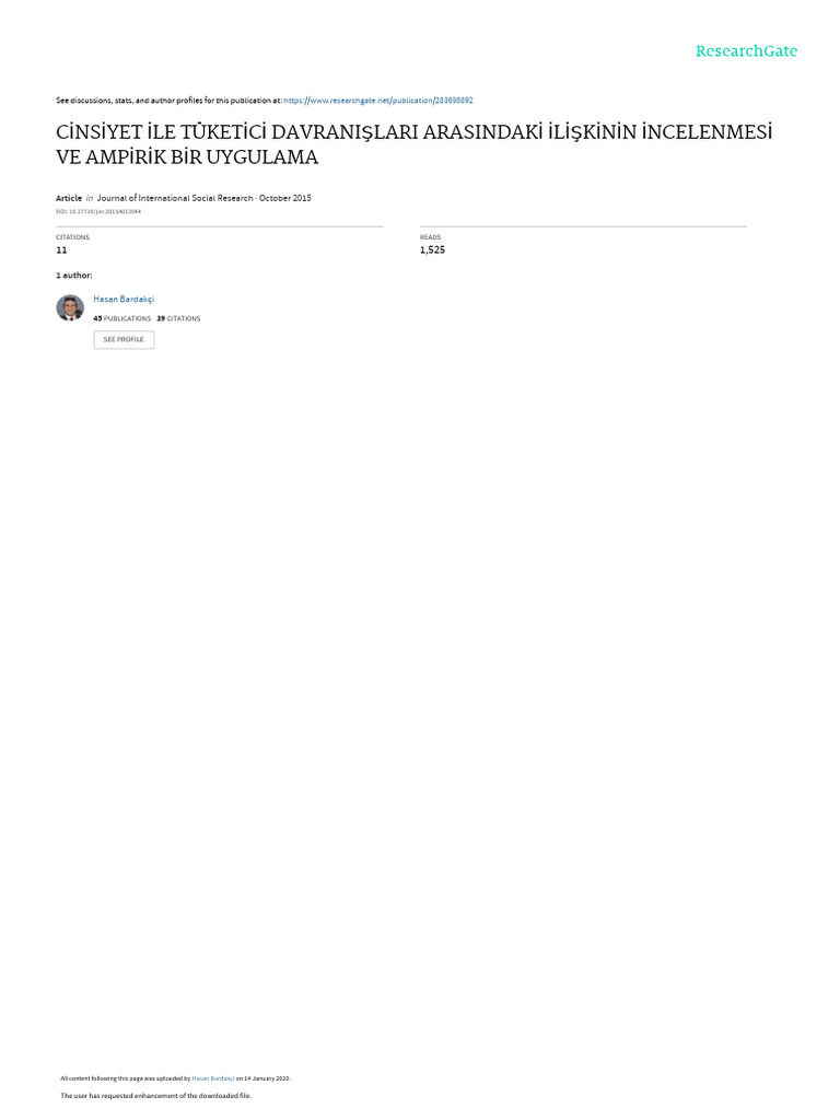 Cinsiyet Ile Tuketici Davranislari Arasindaki Ilis | PDF