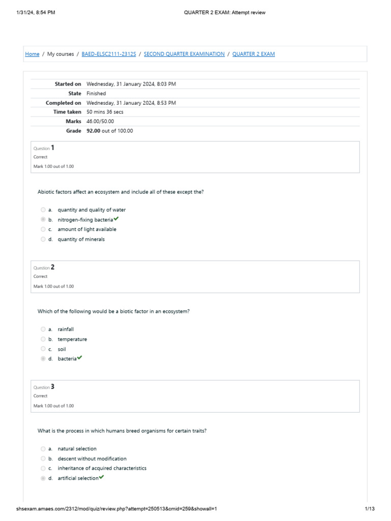 QUARTER 2 EXAM - BAED-ELSC2111 Earth and Life Science | PDF | Genetics ...