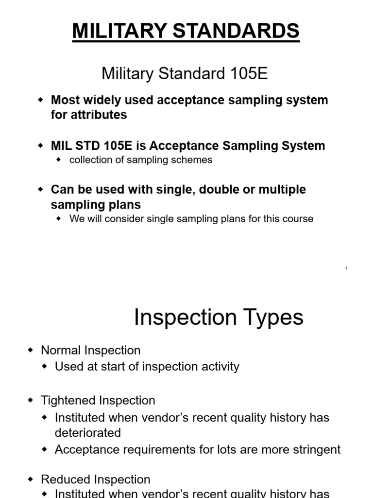 Military Standard 105E: Acceptance Sampling | PDF