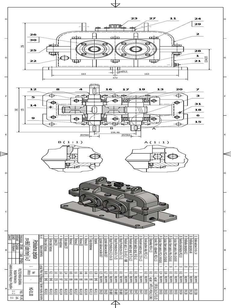 Przekładnia Rysunek Złożeniowy | PDF