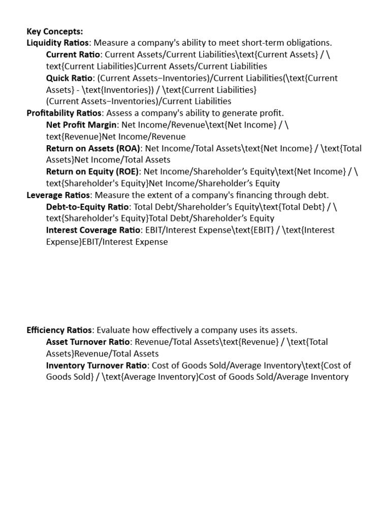 Financial Ratios Overview | PDF | Business | Finance & Money Management