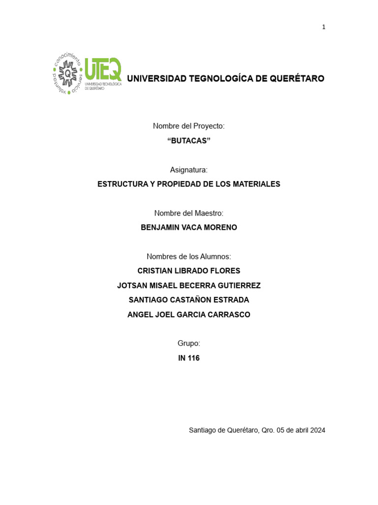 PROYECTO Materiales | PDF | El plastico | Evaluación