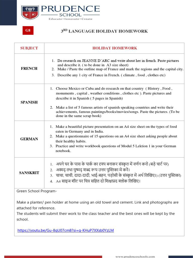 Av g8 HHW 3rd Lang (2024-25) | PDF