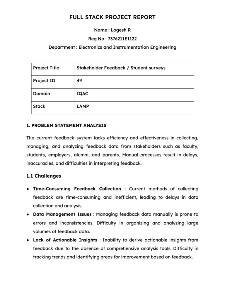 Stakeholder Feedback - Student Surveys - Project Workflow | Download Free PDF | Information ...