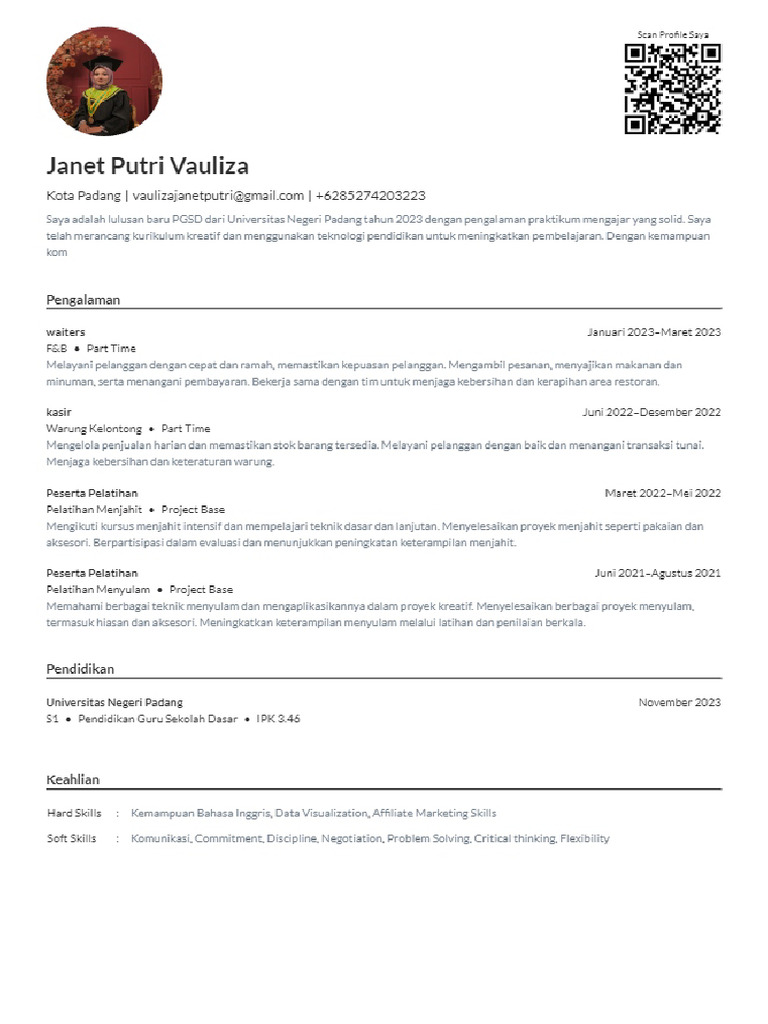 CV - Janet Putri Vauliza | PDF