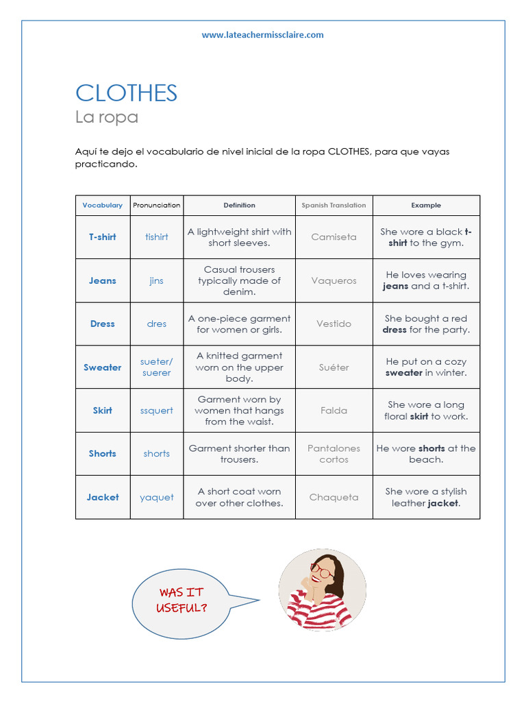 Vocab. Clothes | PDF | Clothing | Blouse