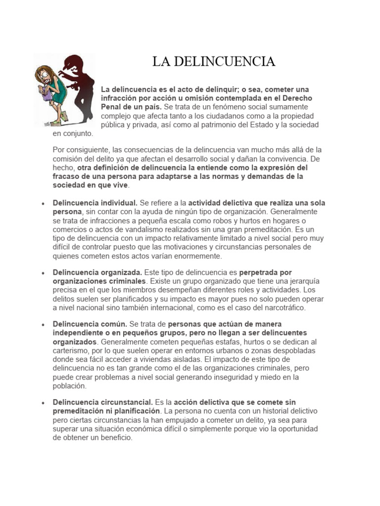 La Delincuencia | PDF | La delincuencia juvenil | Crimen organizado
