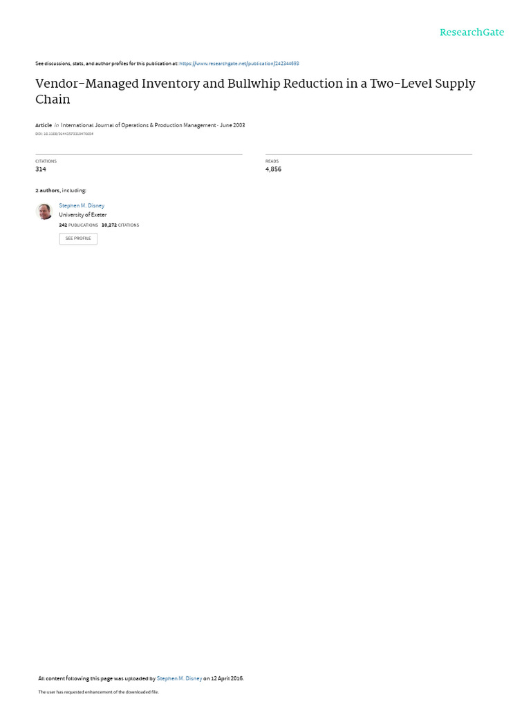 Vendor-Managed Inventory and Bullwhip Reduction in A Two-Level Supply ...
