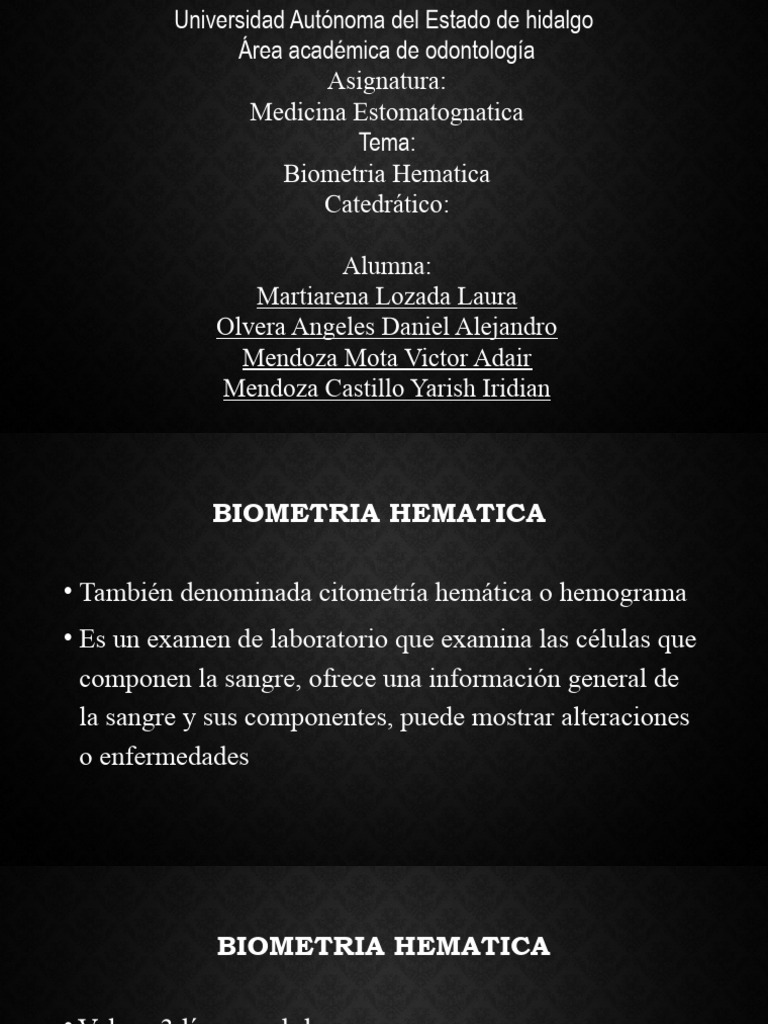 Biometría Hemática: Análisis y Parámetros | PDF | Sangre | Leucocito