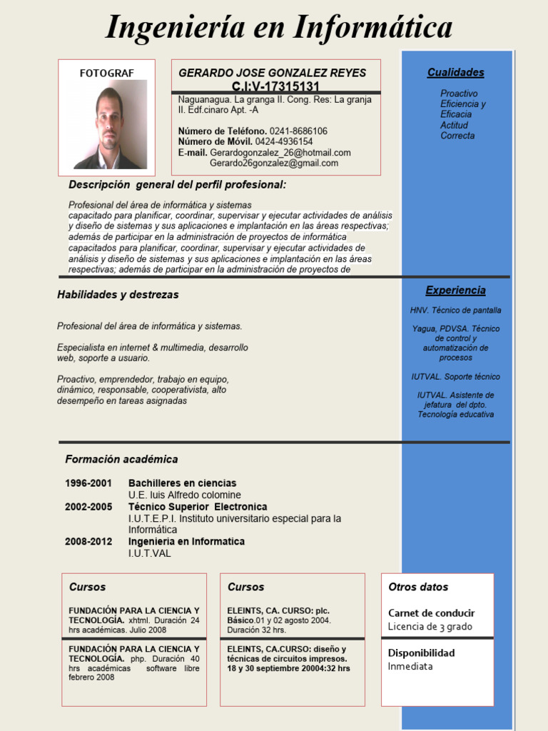 Curriculum Modelo Nuevo | PDF | Informática | Software de la aplicacion