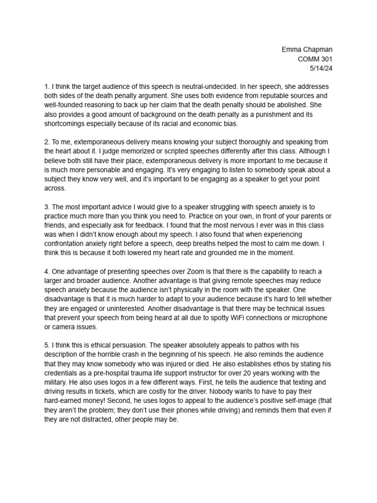 Emma Chapman - Final COMM 301 | PDF | Career & Growth | Self-Improvement