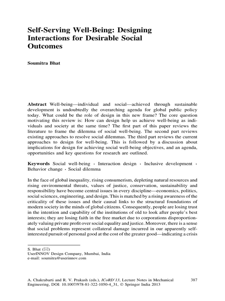 Designing for Social Well-Being | PDF | Well Being | Behavior