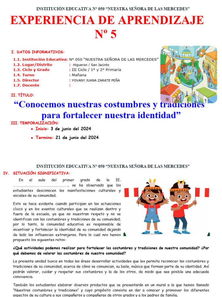 Unidad de Aprendizaje #5 Maestra Janet - Primer Grado | Descargar ...