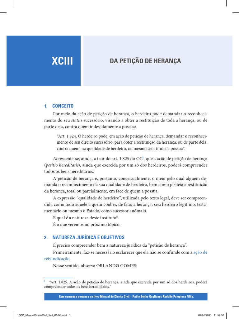 Capítulo XCIII - Da Petiçao de Herança PDF | PDF | Estatuto de ...
