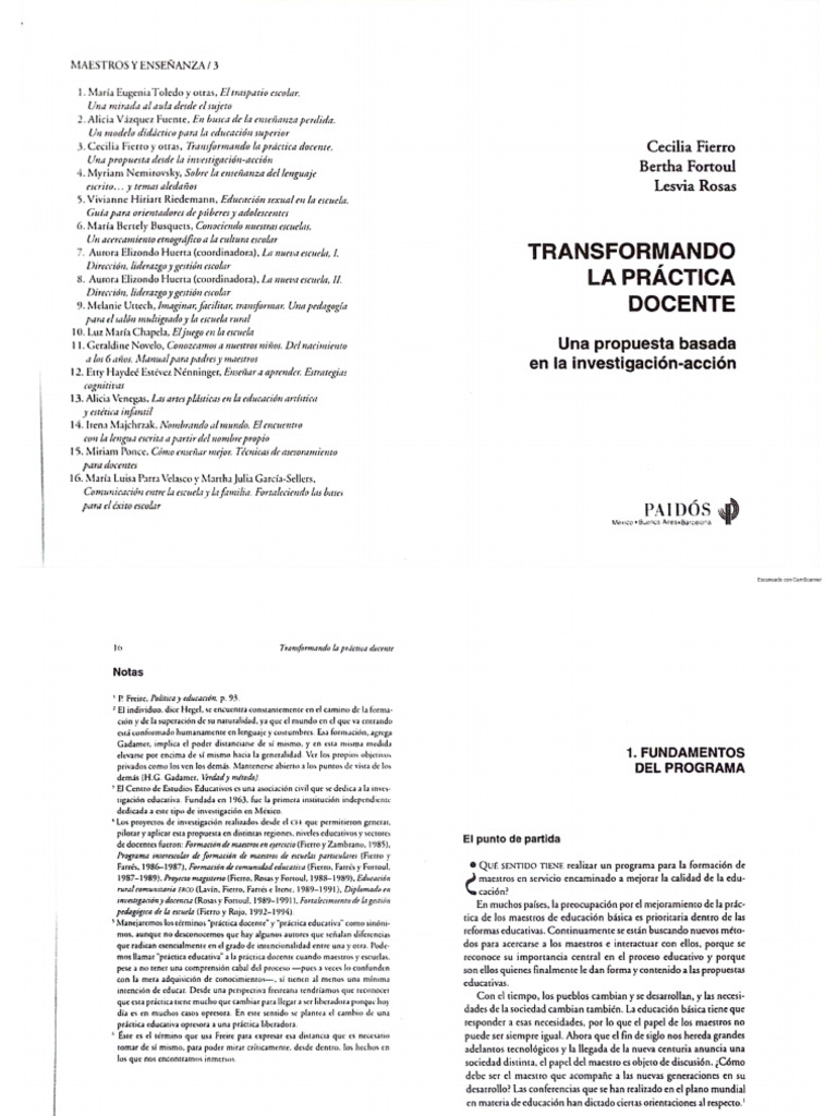 Transformando La Practica Docente - Cecilia Fierro | PDF