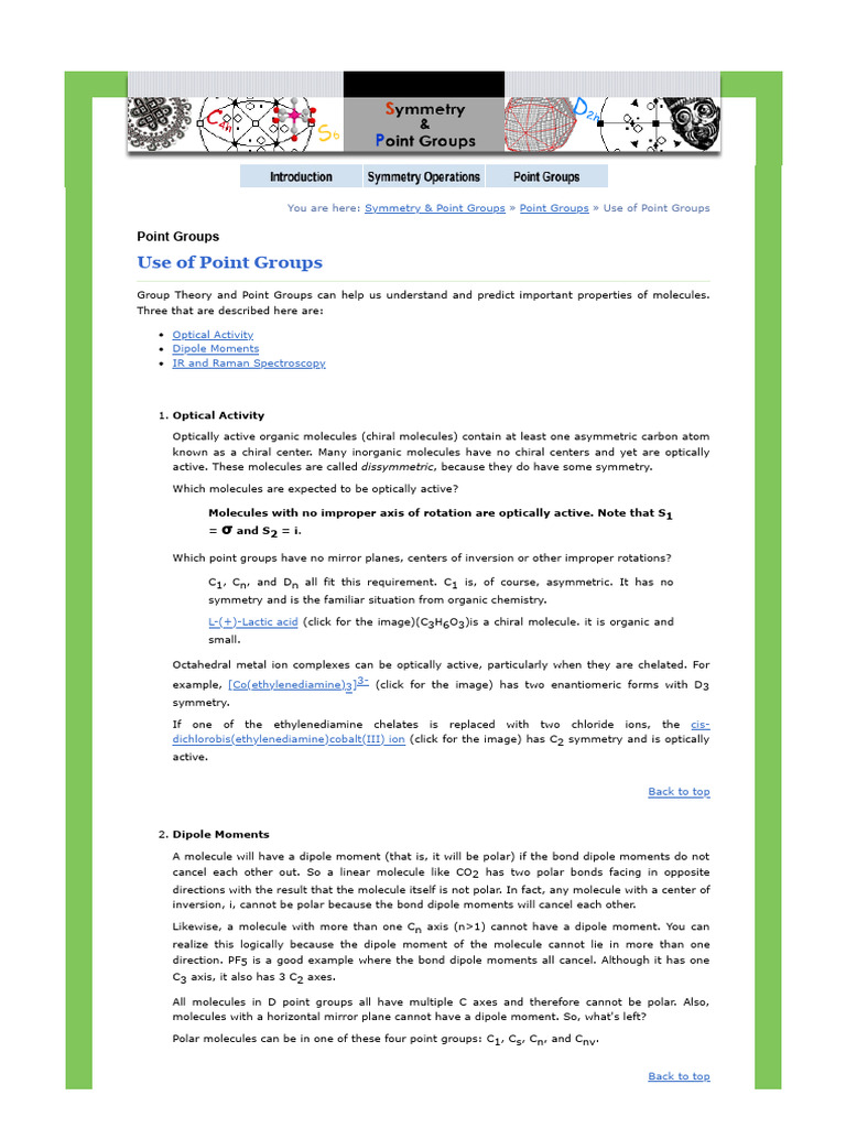 Use of Point Groups | PDF | Chemical Polarity | Infrared Spectroscopy