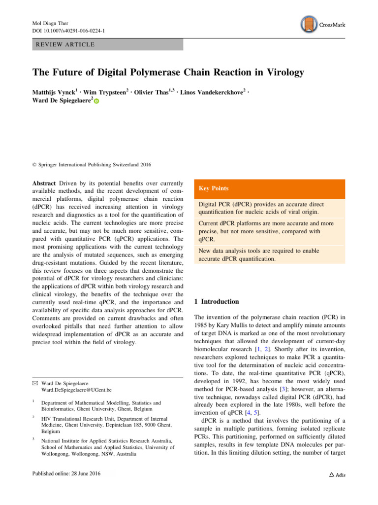 The Future Of Digital Polymerase Chain Reaction In Virology Pdf