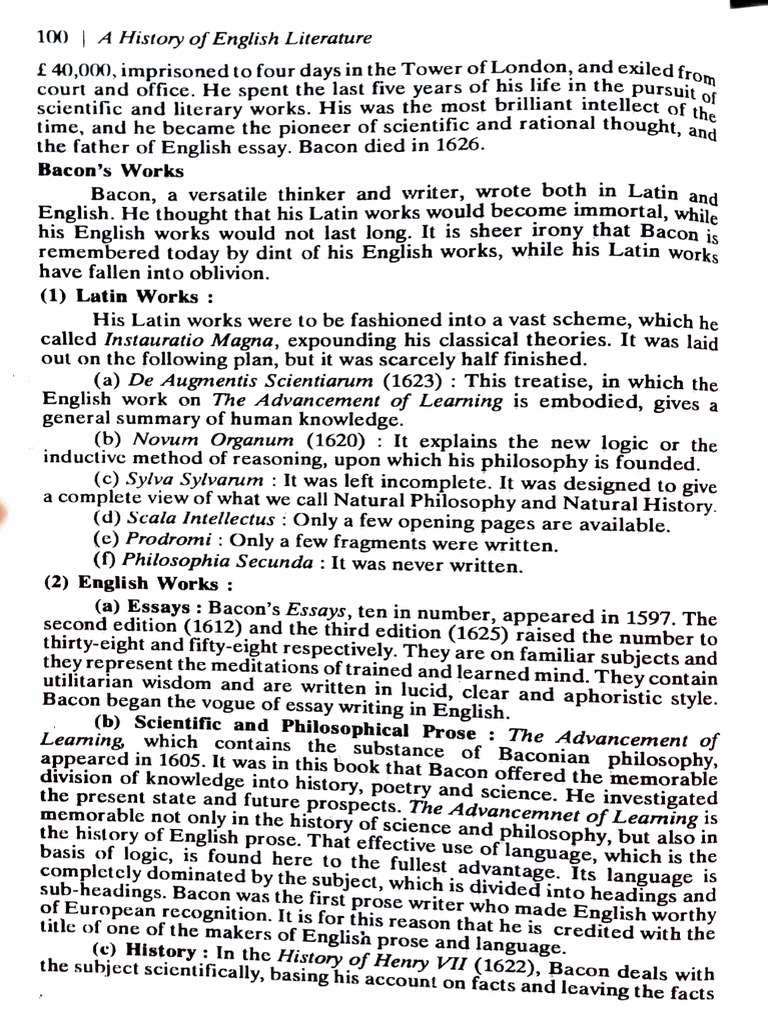Note On Francis Bacon | PDF