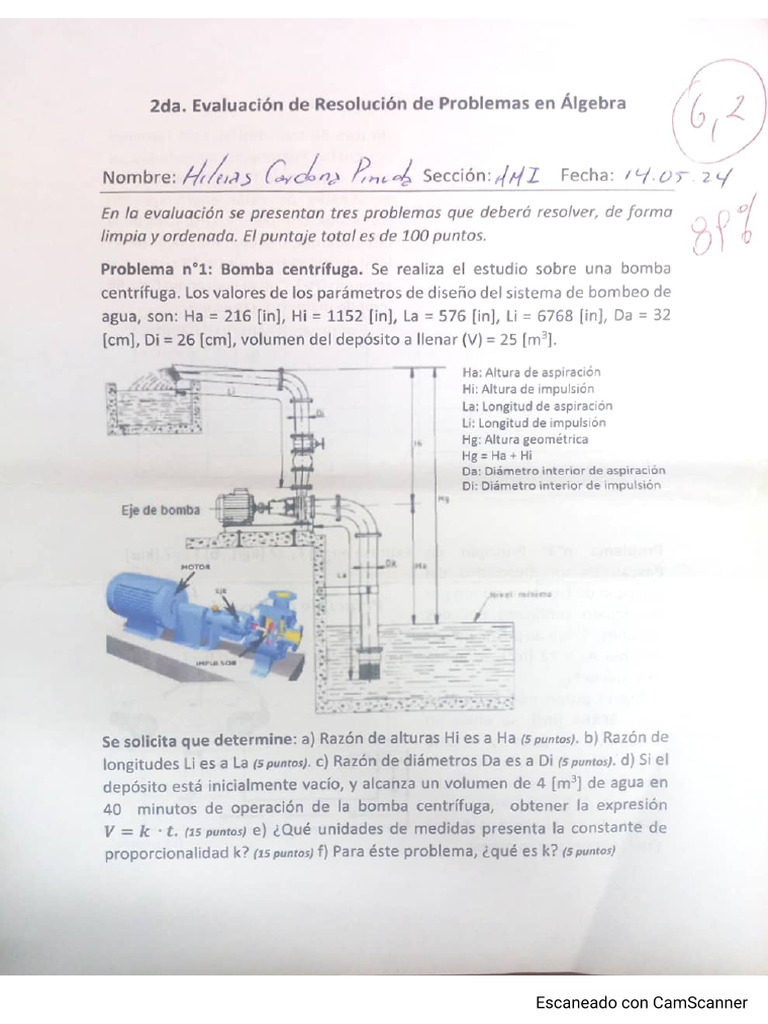 Prueba de Algebra 2 | PDF