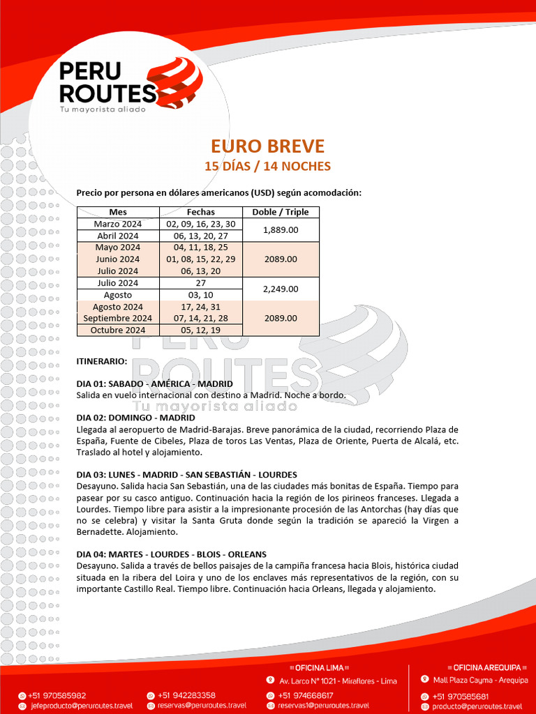 Euro Breve 15D-14N | PDF | Roma | Madrid