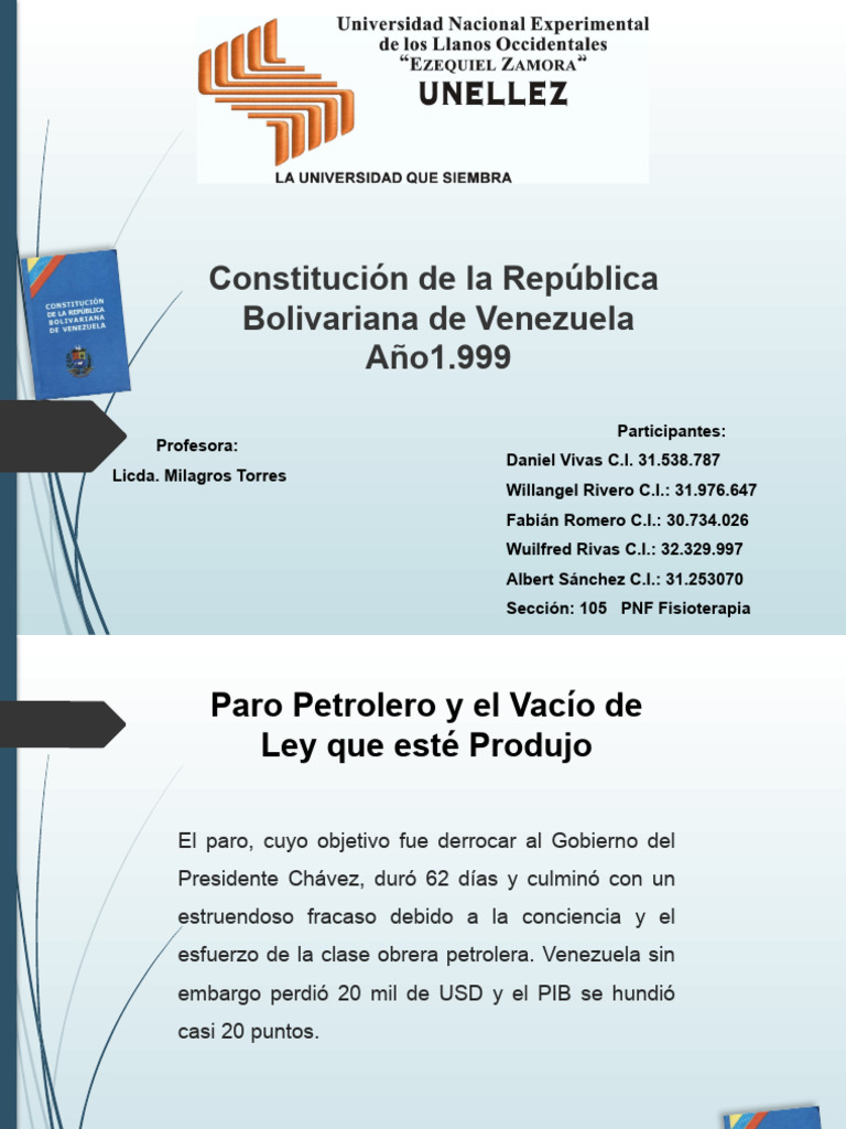 Constitución de la República Bolivariana de Venezuela Año1.999 | PDF | Constitución | Venezuela