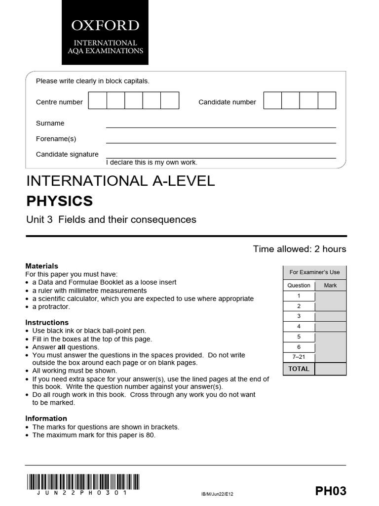 2022 June - Unit 3 Exam | PDF | Oscillation | Orbit