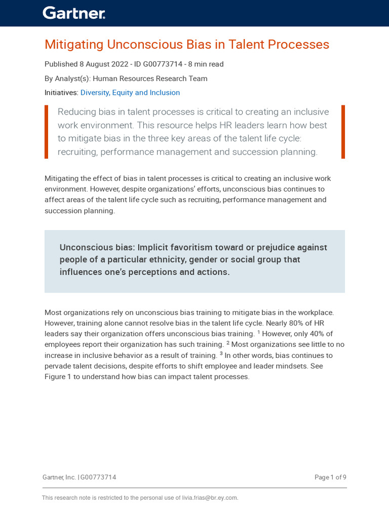 Mitigating Unconscious Bias in Talent Processes | PDF | Bias | Leadership