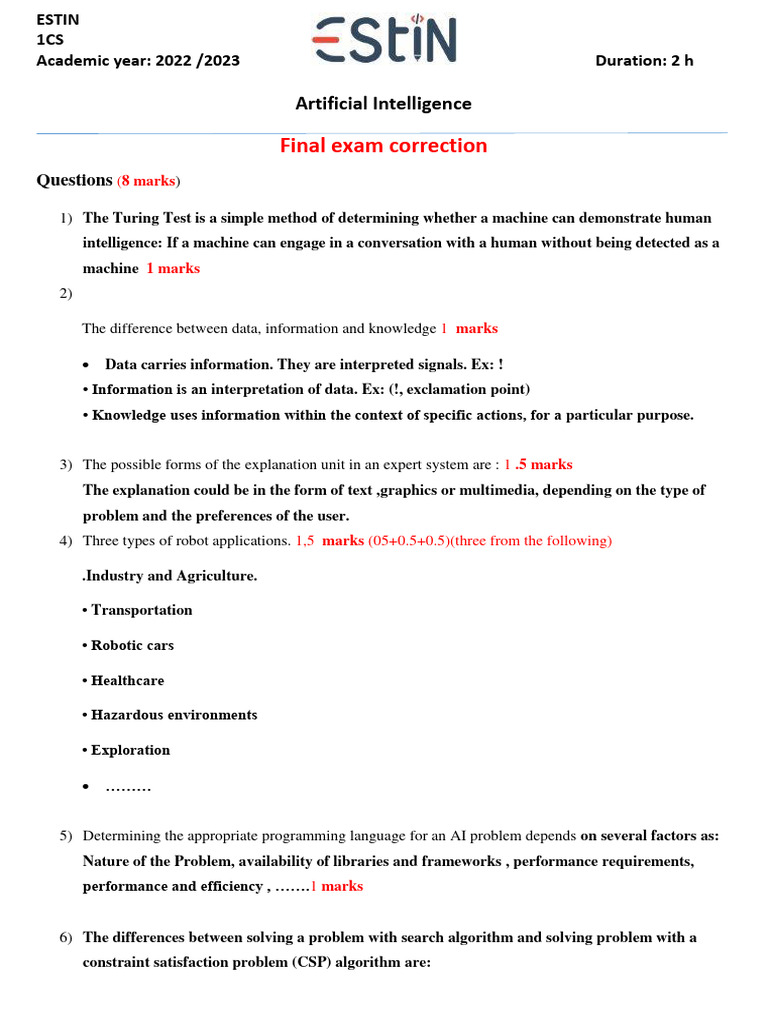 Exam IAcorrection | PDF | Cognition | Computational Neuroscience