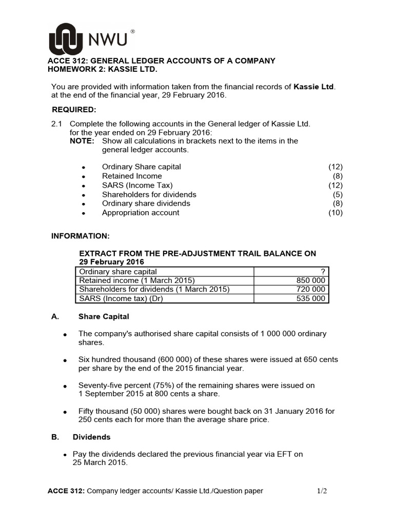Acce 312 Kassie Ltd. QP - 1 | PDF | Dividend | Economies