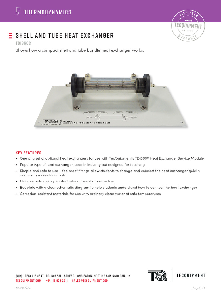 TD1360c Shell and Tube Datasheet | Download Free PDF | Heat Exchanger ...
