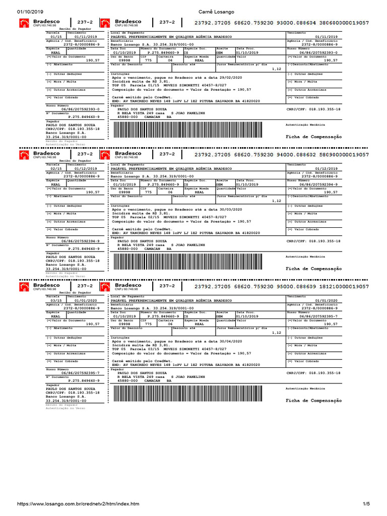 CARNE Losango 27 - CredNet | PDF | Bancos | Economia financeira