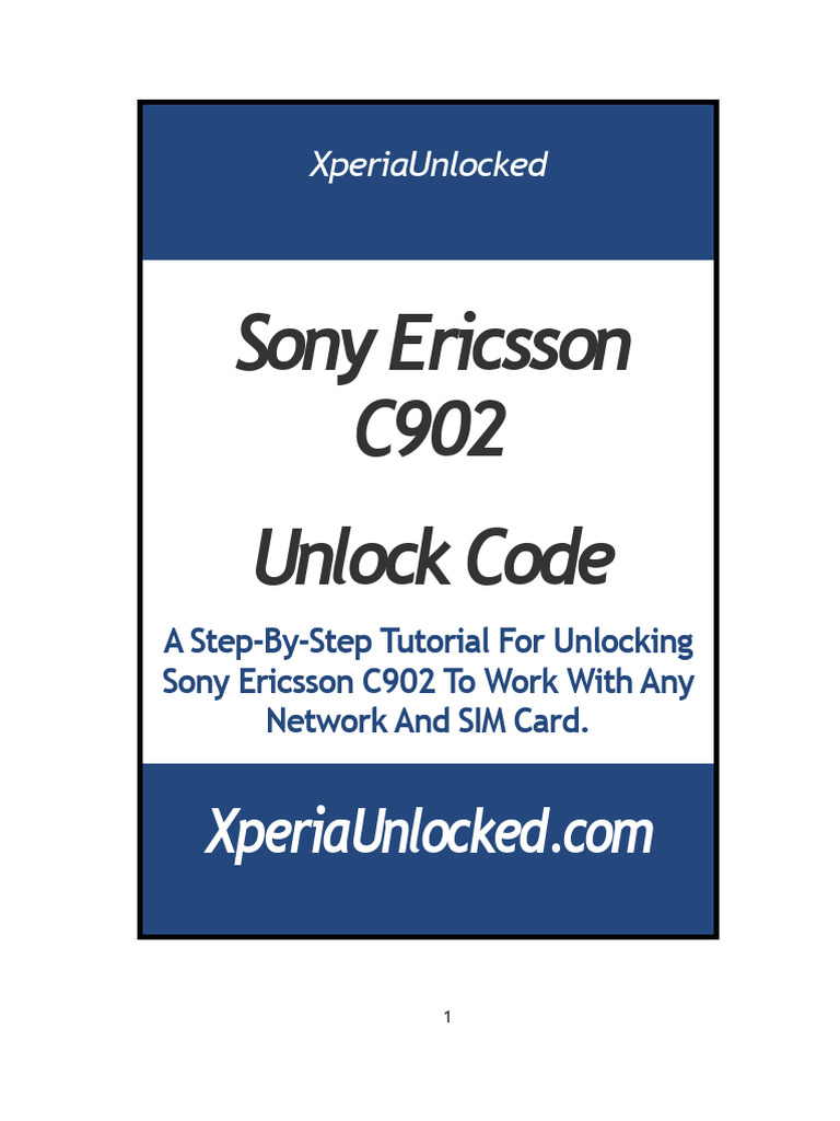 Sony Ericsson C902 Unlock Instructions | PDF | Mobile Phones | Telecommunications