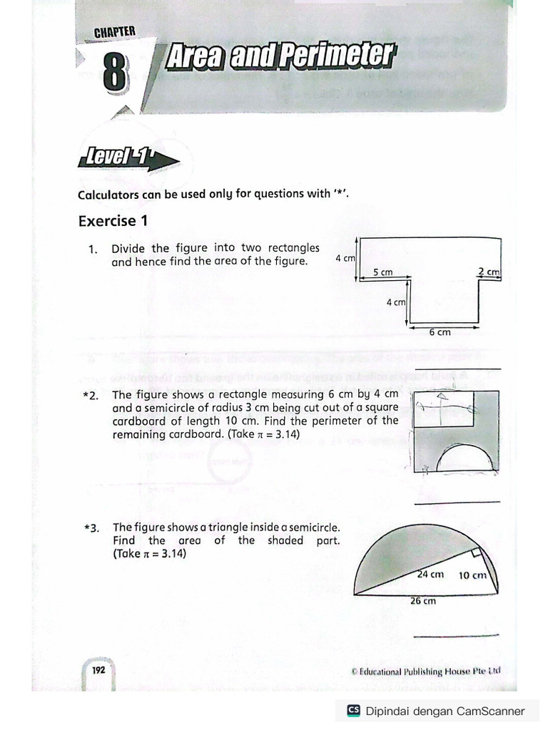 Grade 6 - Mathematics - Chapter 8 (Area and Perimeter) | PDF