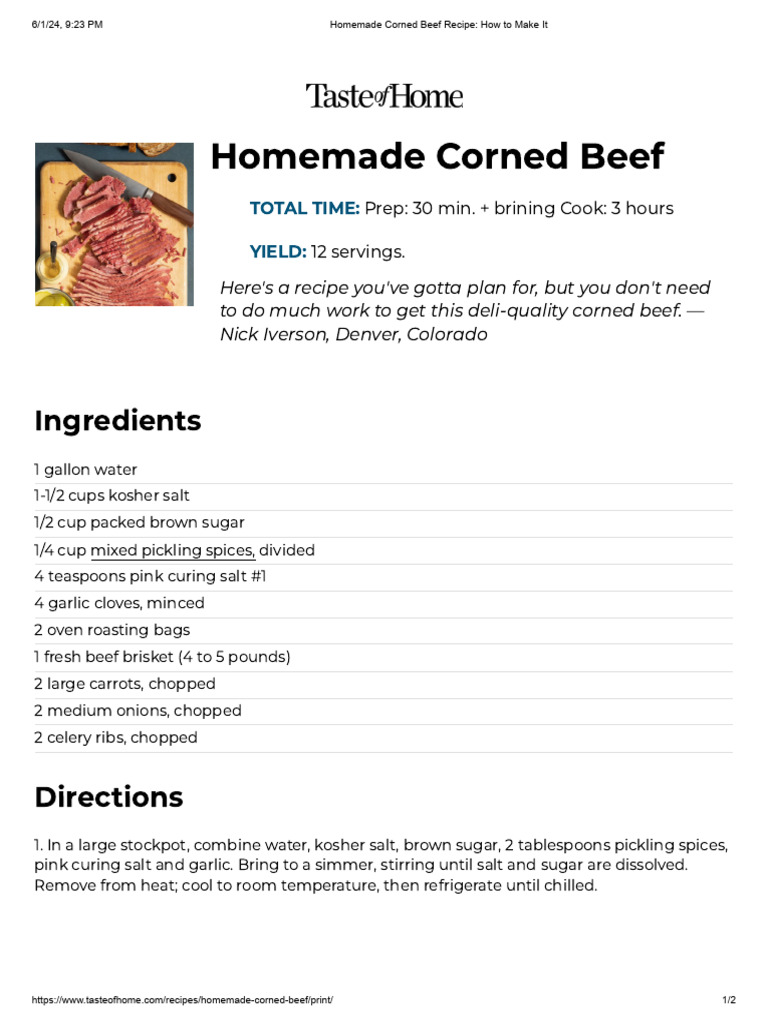 Homemade Corned Beef Recipe_ How to Make It | PDF