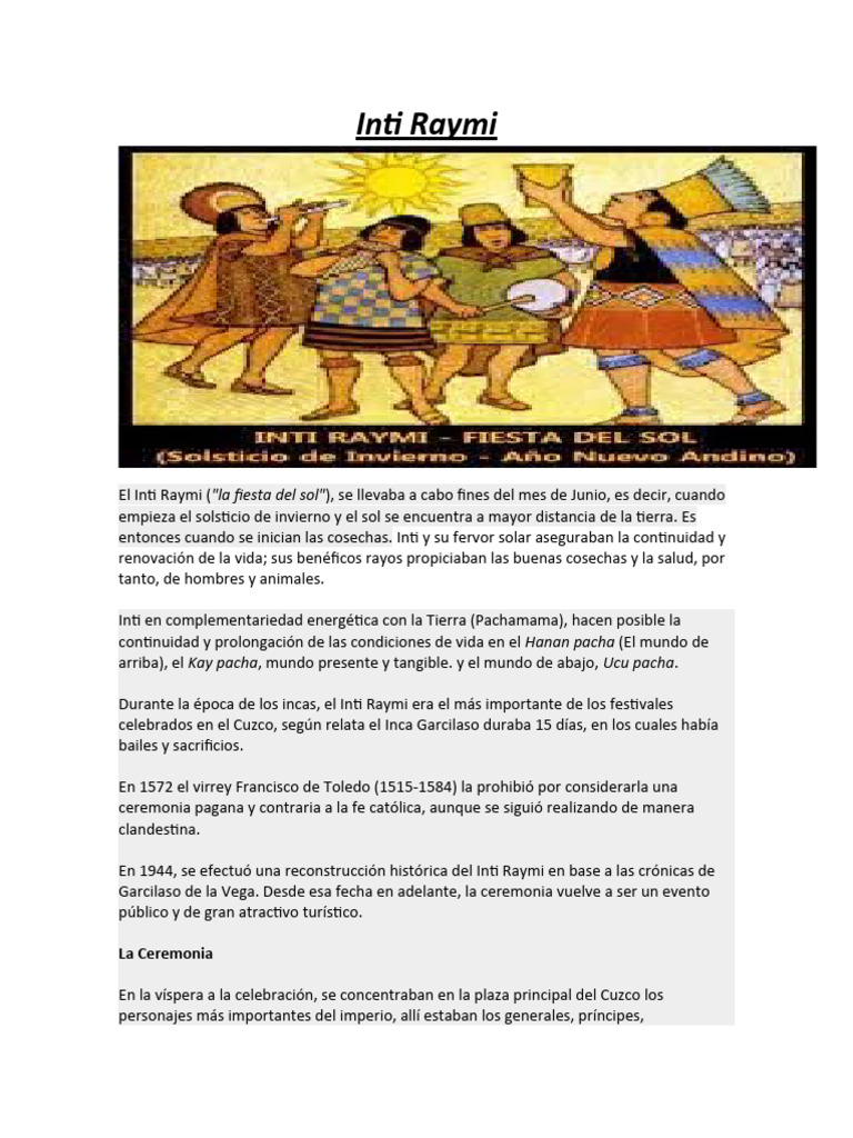 Inti Raymi | PDF | Imperio Inca