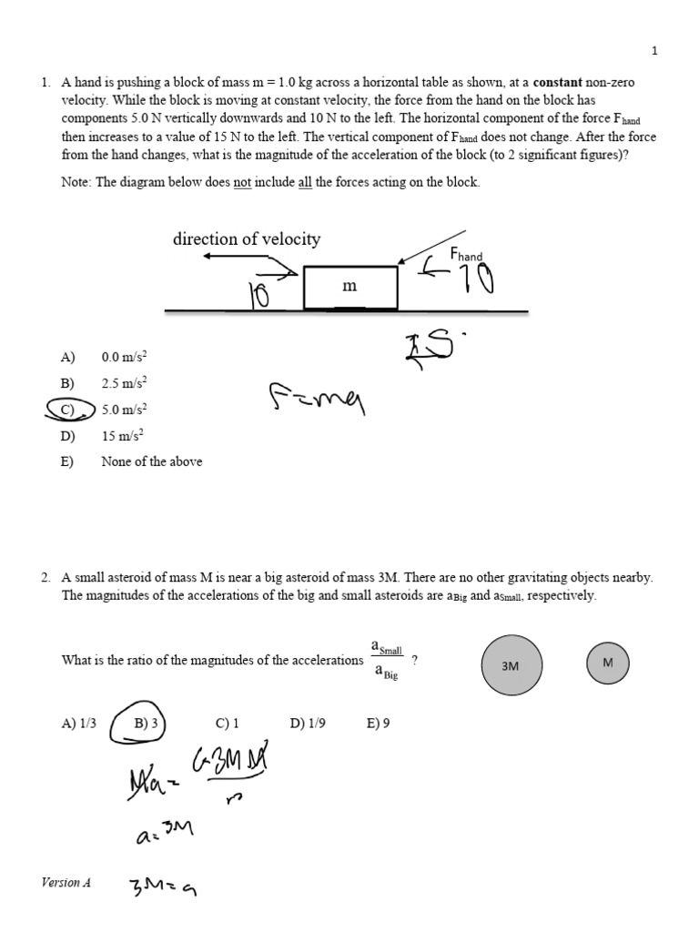 Practice Exam 5 | PDF | Force | Quantity