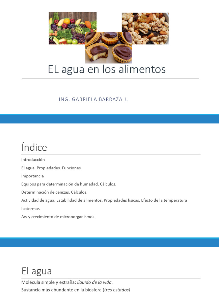 EL AGUA EN LOS ALIMENTOS | Descargar gratis PDF | Propiedades del agua ...