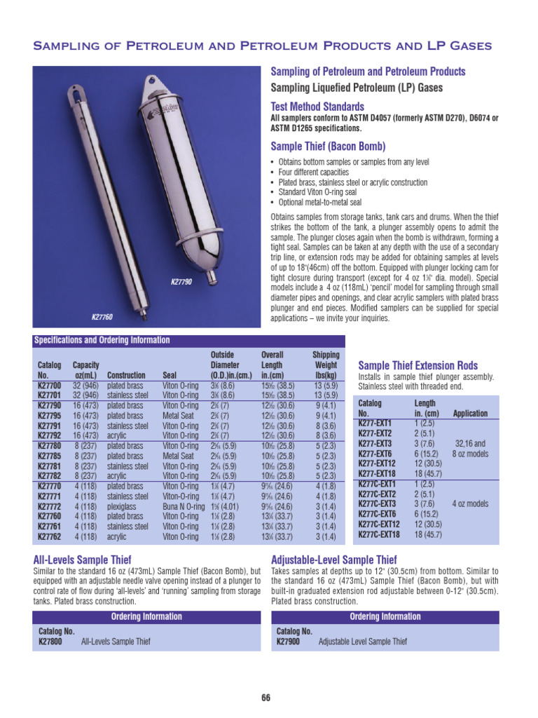 Petroleum Sampling Equipment Catalog | PDF | Liquefied Petroleum Gas ...