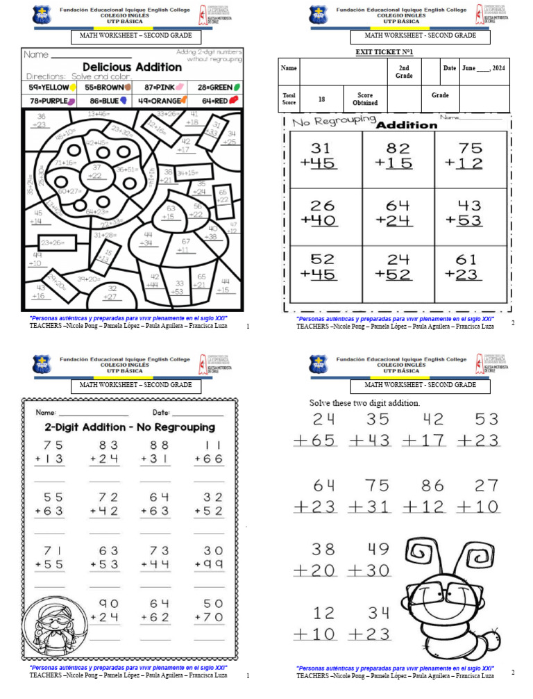 No Regrouping Addition Worksheet 1 | PDF