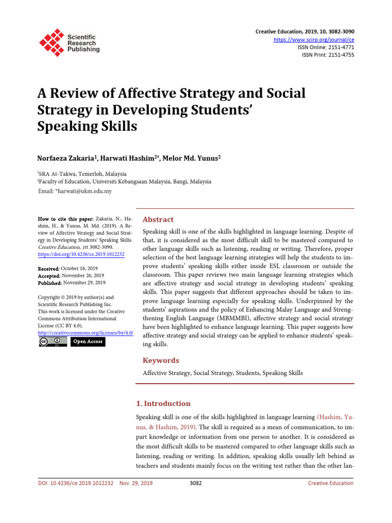A Review of Affective Strategy and Social Strategy | PDF | Learning ...