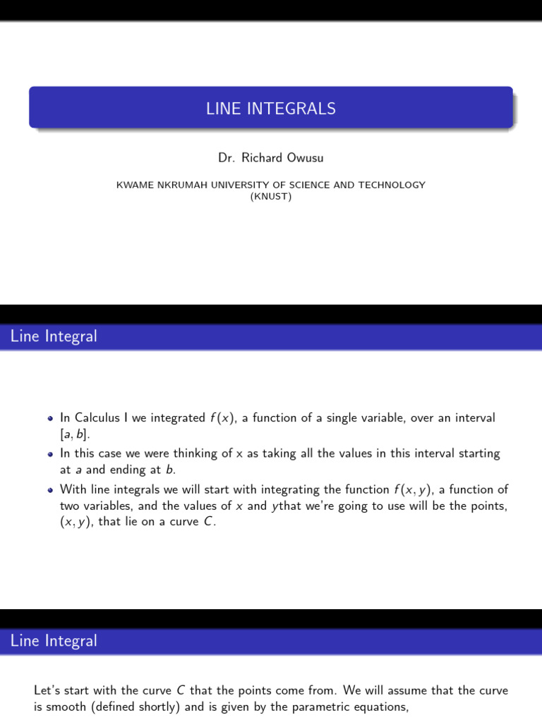 Line Integrals | PDF | Integral | Mathematical Concepts