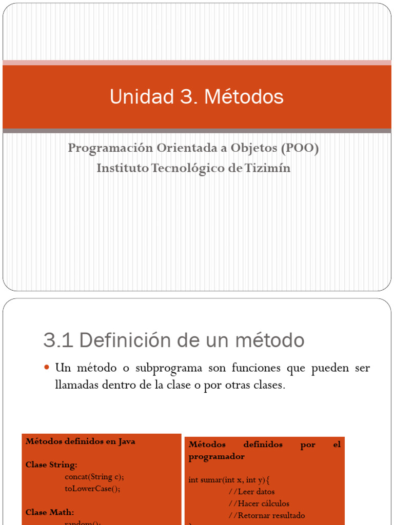 Unidad 3. Métodos | PDF | Java (lenguaje de programación) | Objeto ...