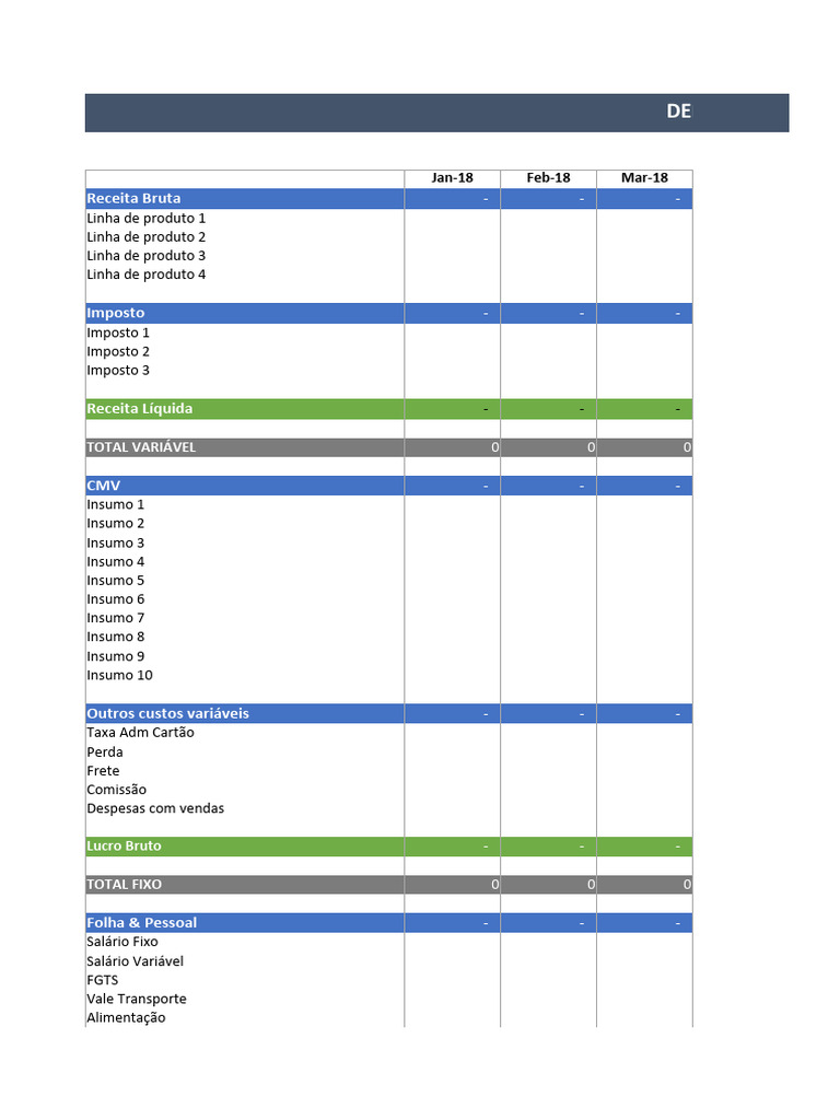 Modelo de Dre_demonstrativo de Resultado Mensal | Download grátis PDF | Impostos | Salário