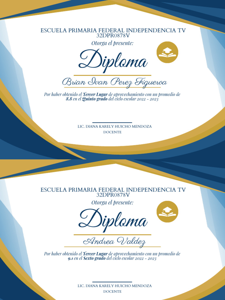Certificado Diploma de Aprovechamiento Formal Azul | PDF