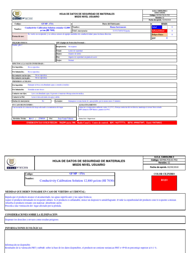 GF-MP- 171A - (Conductivity Calibration Solution Est†Ndar 12,880 Micro S-cm (HI 7030 ...