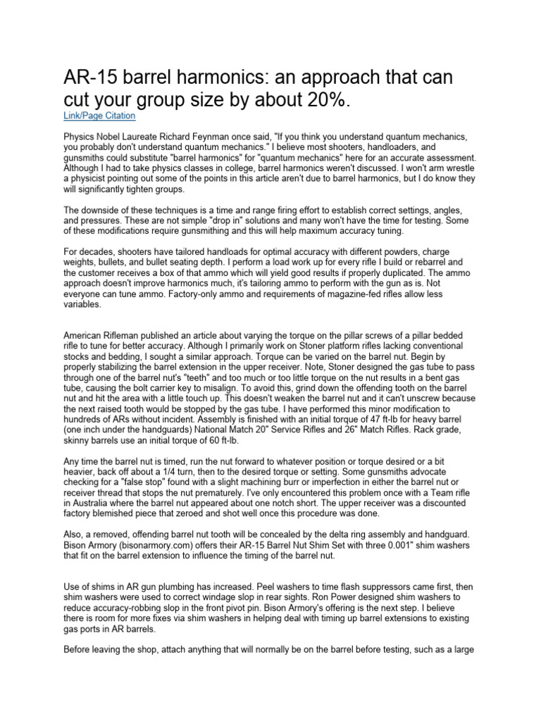 AR-15 barrel harmonics | Download Free PDF | Gun Barrel | Screw