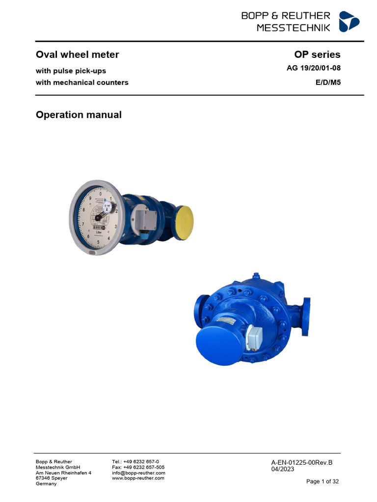 Operating Manual Oval Wheel Meter OP With AG 19 20 0108 E D M5 | PDF ...