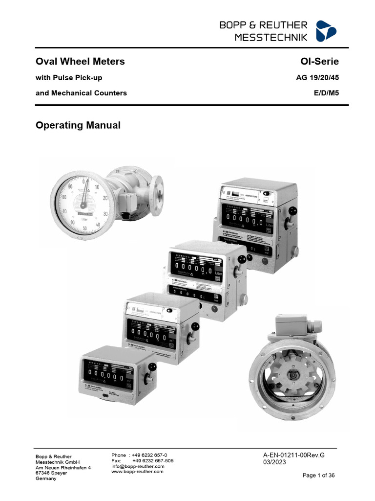 Operating Manual Oval Wheel Meter OI With AG 19 20 45 E D M5 | PDF ...