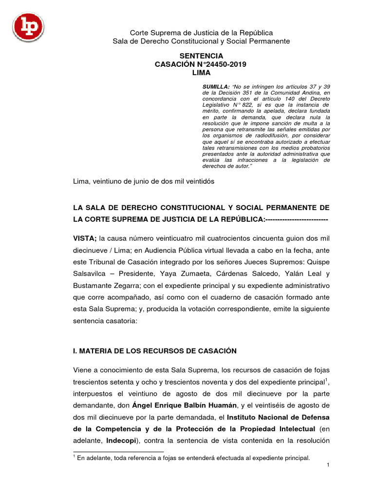 Casacion 24450 2019 Lima LPDerecho | Descargar gratis PDF | Sentencia ... Casacion 24450 2019 Lima LPDerecho | Descargar gratis PDF | Sentencia ...