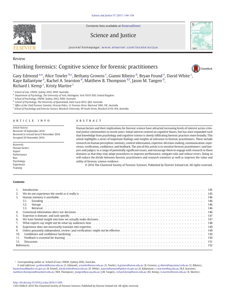 Thinking Forensics Edmond Et Al2017 | PDF | Expert | Memory